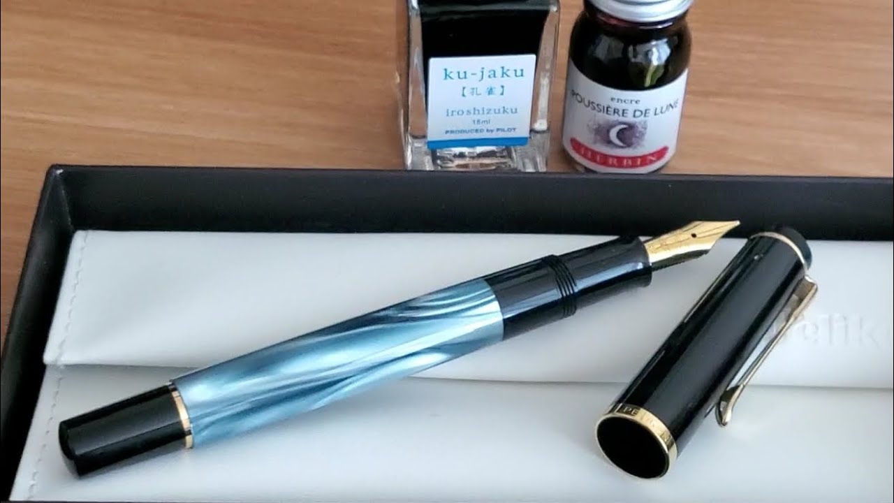 펠리칸 M200 그린마블 만년필 언박싱 / Pelikan m200 green marble fountain pen unboxing ...