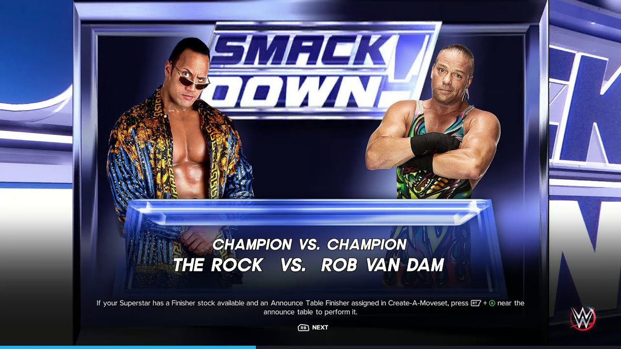 WWE 2K23 The Rock Vs Rob Van Dam Double Title Match - YouTube