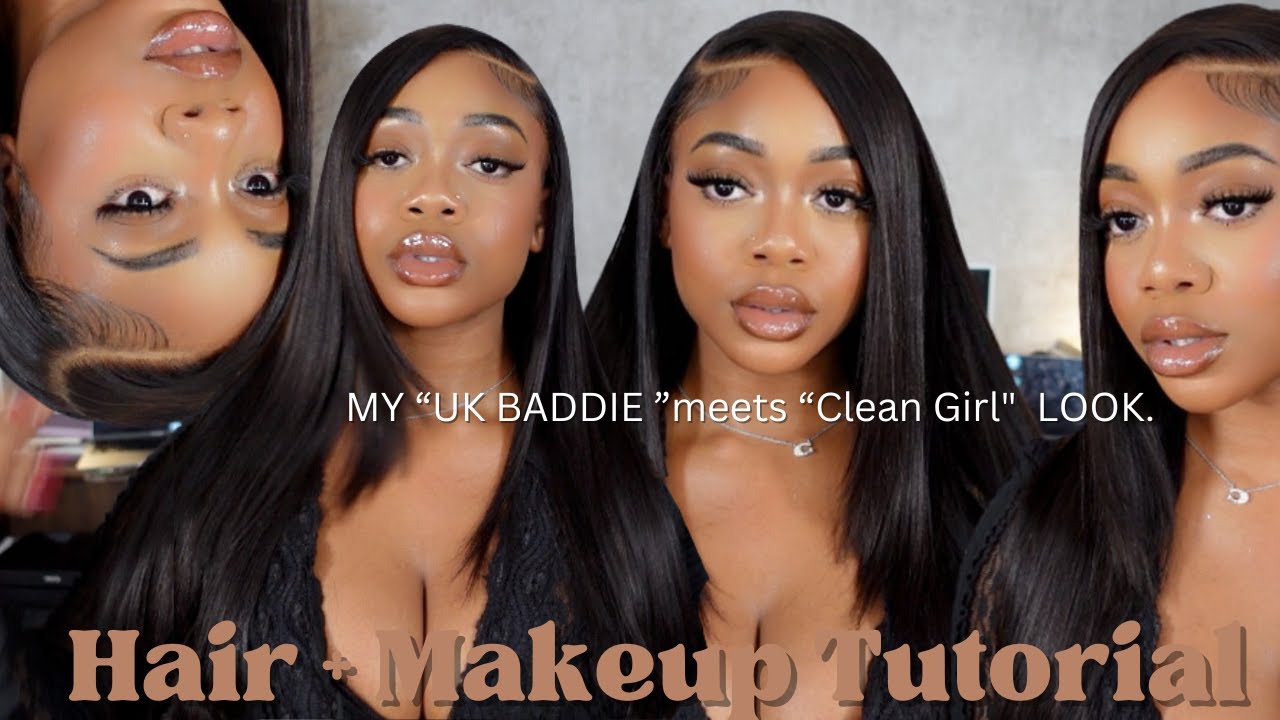 MY UK BADDIE MEETS CLEAN GIRL LOOK 😍CURVED SIDE PART 13X6 YAKI LAYRED WIG + EASY SOFT GLAM ...