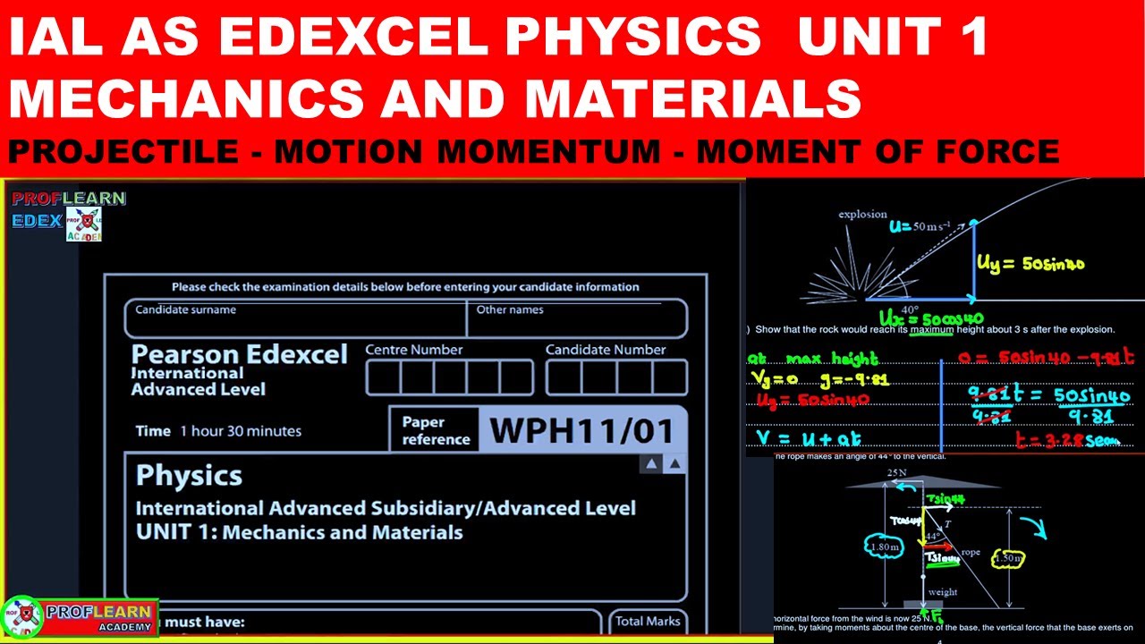 WPH11/01 AS EDEXCEL PHYSICS UNIT 1 MECHANICS PART 2 - YouTube