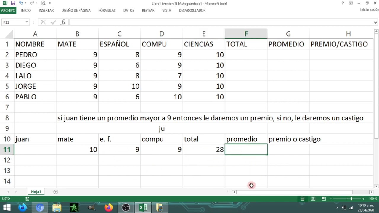 Función SI y autorrelleno en excel y numbers 6to - YouTube
