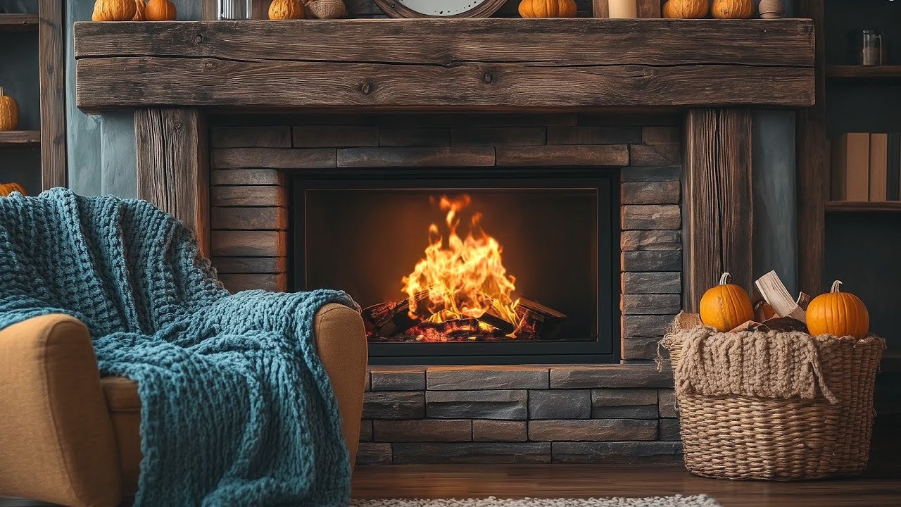 Cozy Fall Fireplace in the Den 🍂🔥 Relaxing Ambiance with Crackling Fire ...