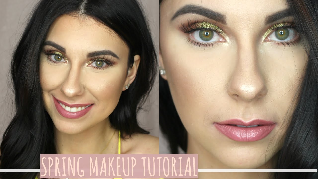 Spring Makeup Tutorial | Green & Pink - YouTube