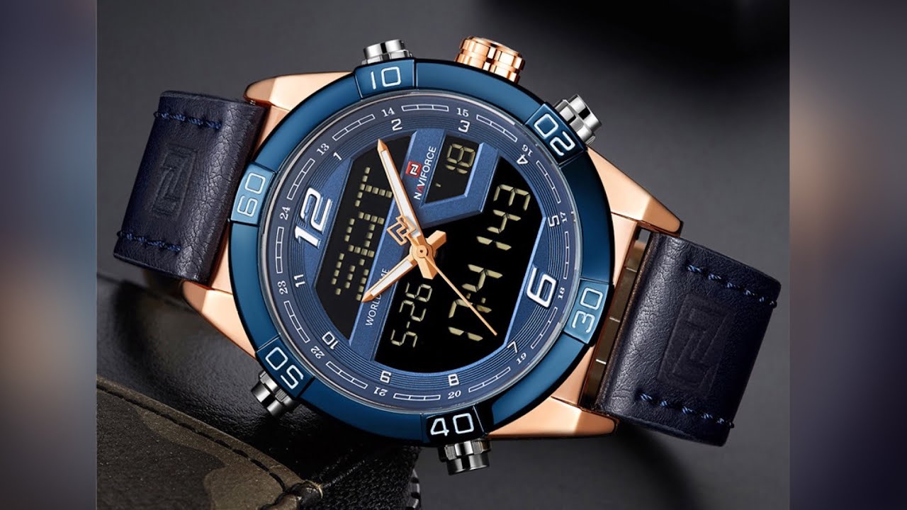 NAVIFORCE 9128 Analog Digital Army Military Fashion Sport Mens Watch ...
