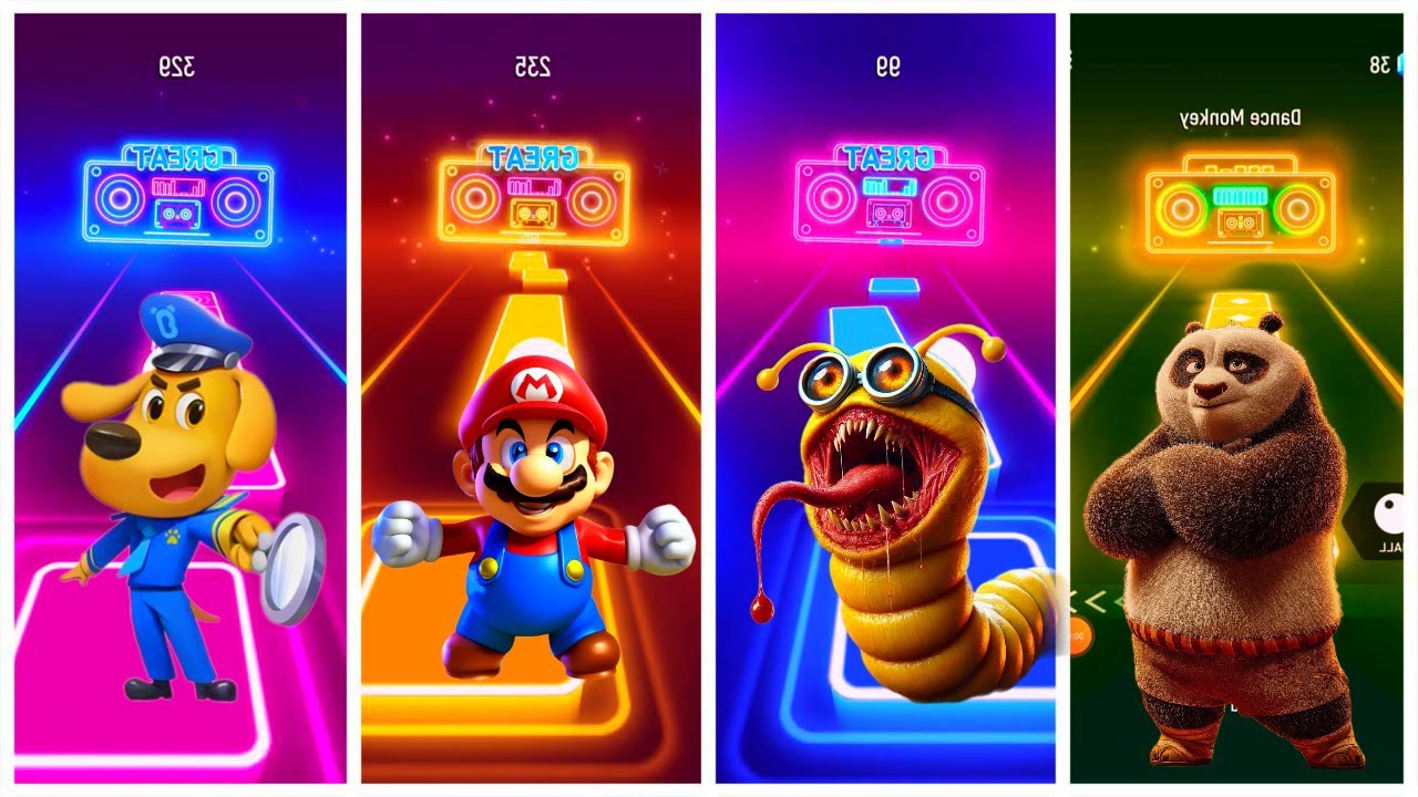 SUPER MARIO 🆚 PAW PATROL 🆚 MINIONS MUTANT 🆚 Kun Fu Panda #tilesgop ...