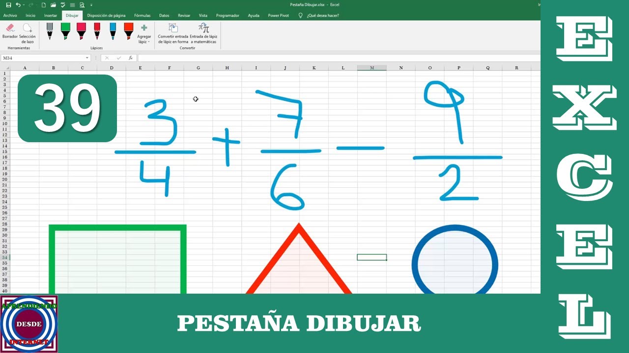 Pestaña Dibujar en Excel 2019. - YouTube