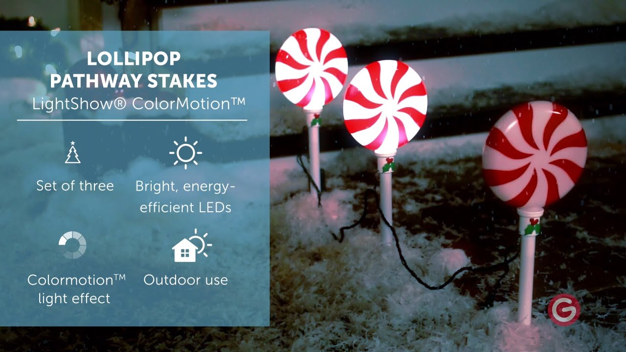 Gemmy Lollipop Pathway Stakes Colorful LED Peppermint Pathway Markers,