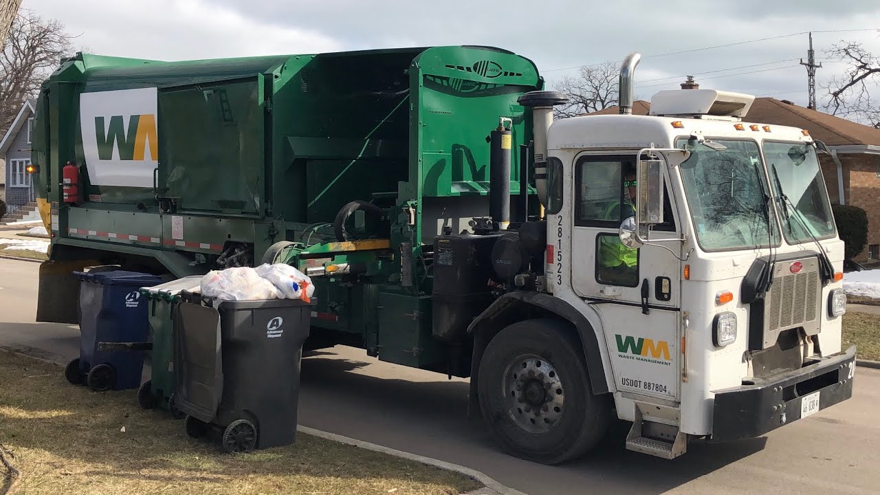 Waste Management Pete 520 Labrie Expert Garbage Truck - YouTube
