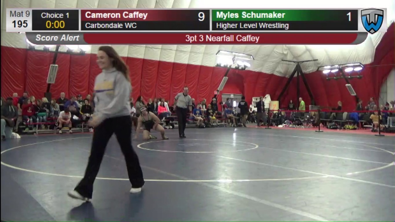 195 Myles Schumaker Higher Level Wrestling vs Cameron Caffey Carbondale ...