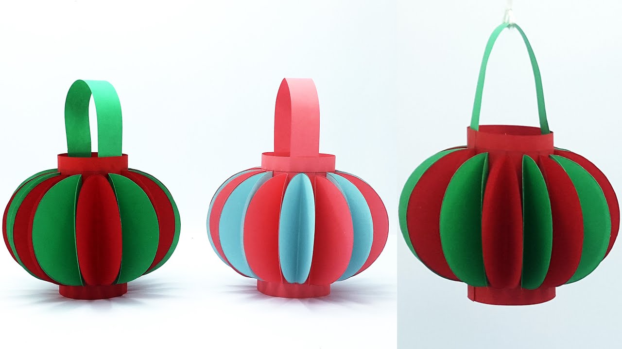 Paper Lamp Making at Home | Paper Lantern Tutorial Very Easy | DIY Festival decoration Ideas ...