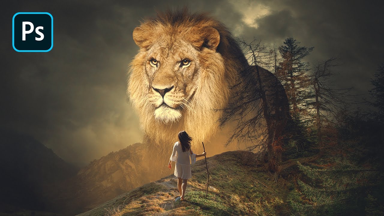 Create Big Lion Photo Manipulation in Photoshop - YouTube