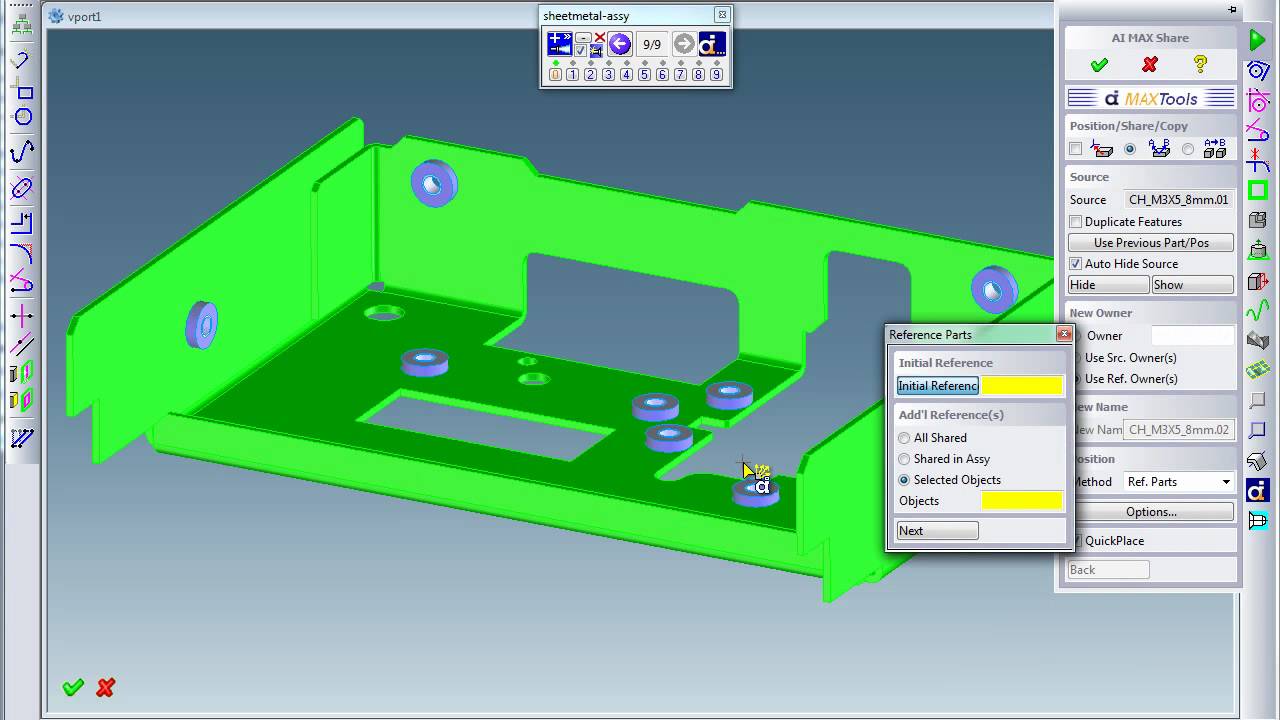 AI MAX Share using Reference Parts - AI MAXTools for Creo Elements/Direct (CoCreate) - YouTube
