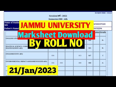 How to Download Jammu University Marksheet 2023 All Sem CBCS &Non- CBCS ...