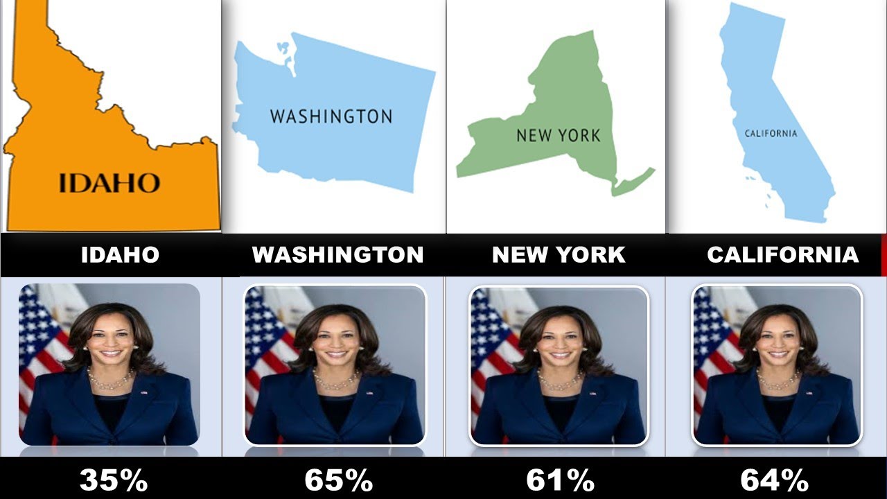 Kamala Harris Popularity Every State in US || Kamala Harris Win ...
