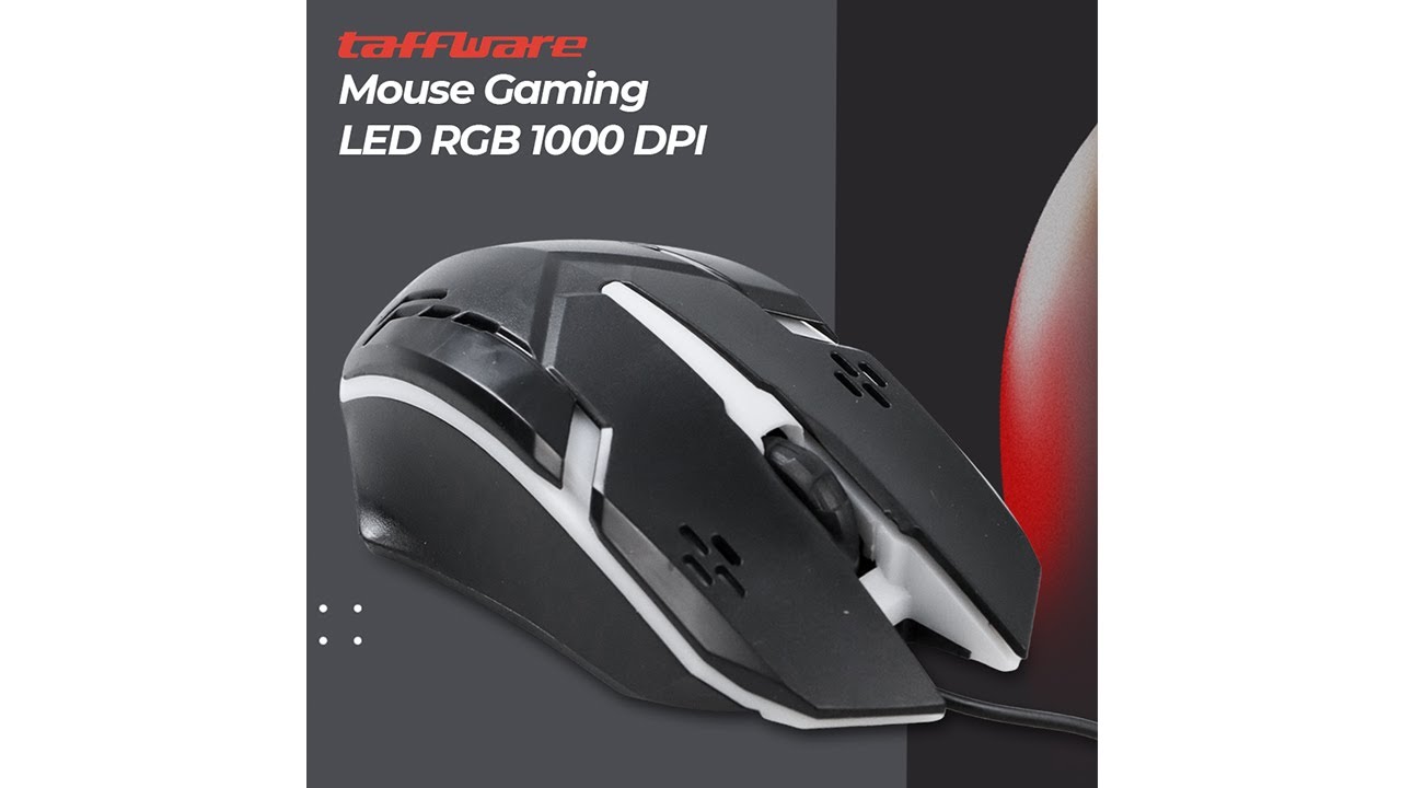 Taffware Mouse Gaming LED RGB 1000 DPI - 7RMS02BK - YouTube