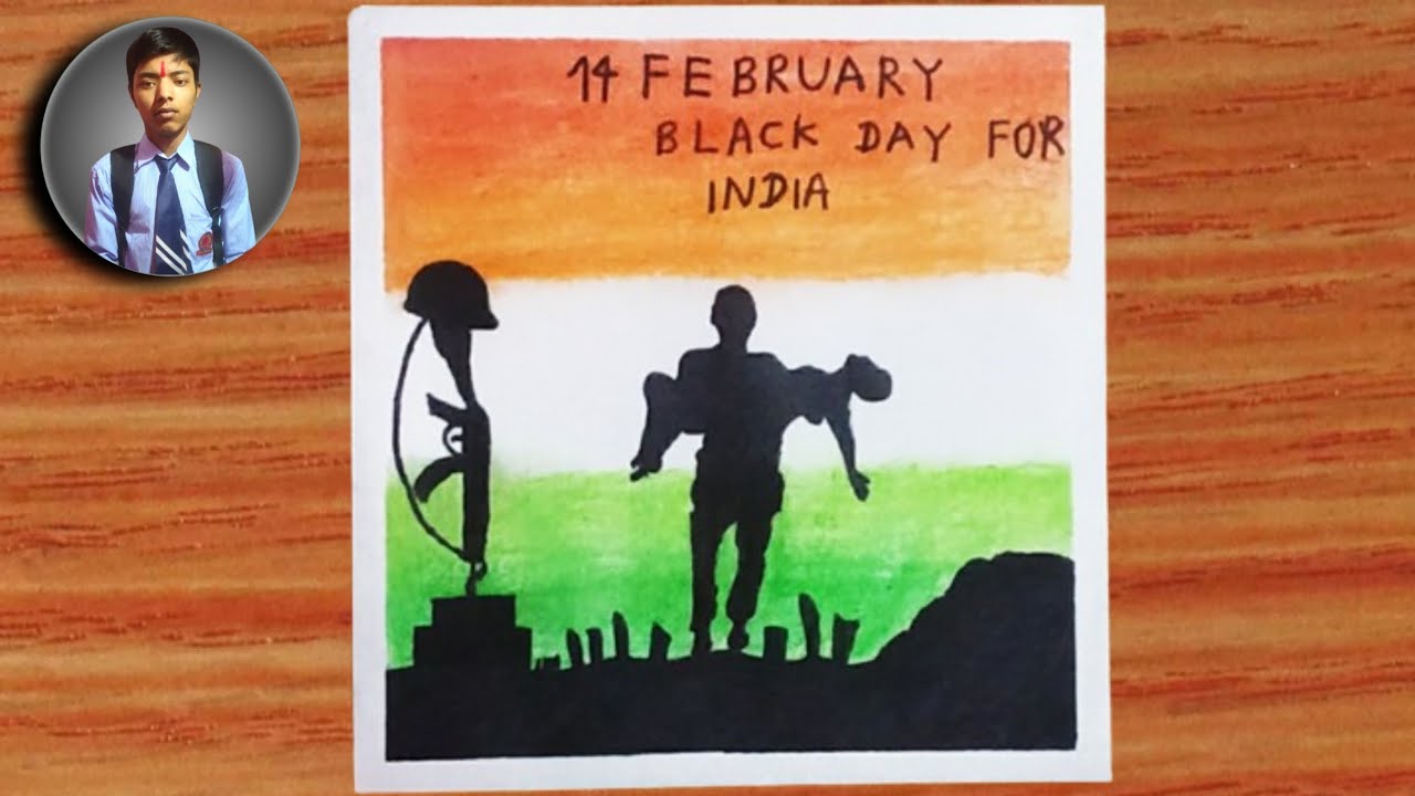 14 February Black Day Drawing Attack With Oil Pastel for india Easy ...