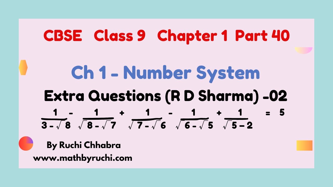 Class 9 Math Chapter 1|Important Ques. on rationalize the denominator ...