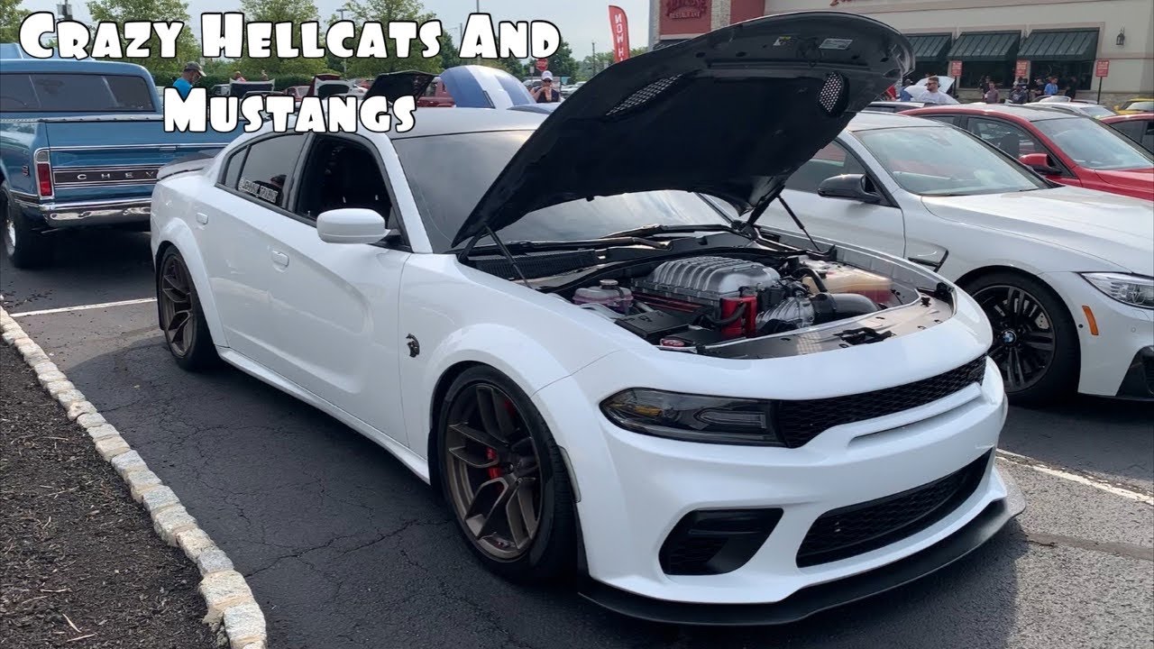 Crazy Hellcats And Mustangs Takeover Cars And Coffee - YouTube