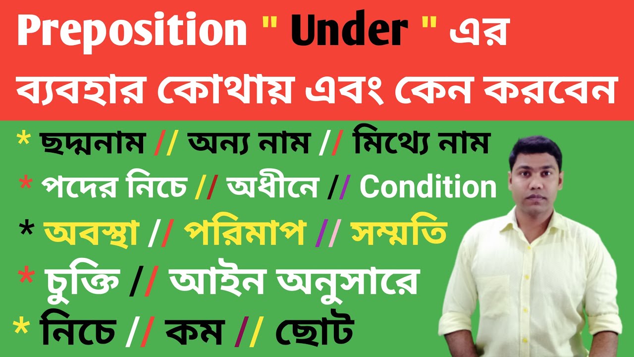 Use of Preposition " Under " in English Sentence || Preposition Under ...