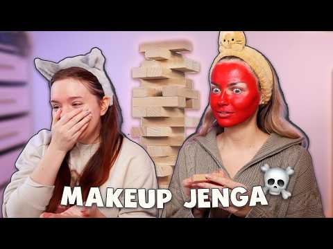 The world's TOUGHEST makeup challenge... we're playing MAKEUP JENGA! ☠️