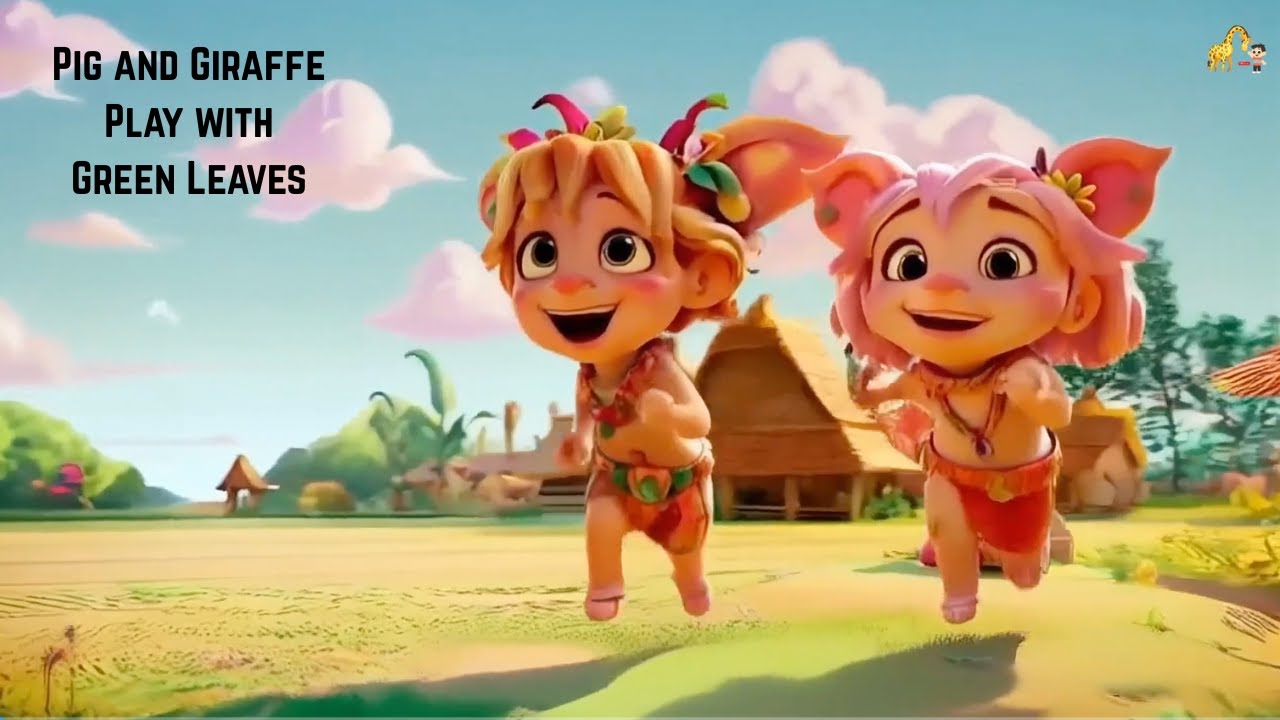 🌟 Pig and Giraffe Play with Green Leaves – The Cutest Friendship! 🌟 ...