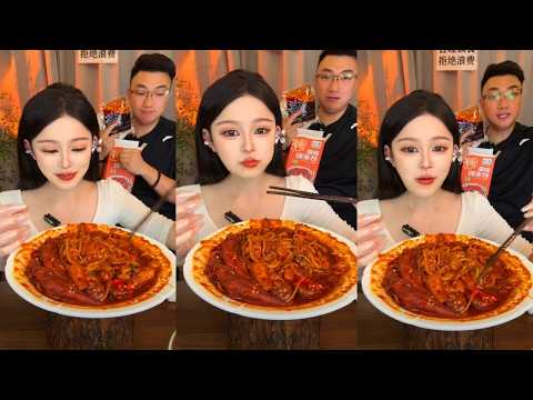 ASMR SPICY CHINESE MUKBANG | Eating Spicy Noodles & Pork Trotters / Chicken Feet (No Talking)