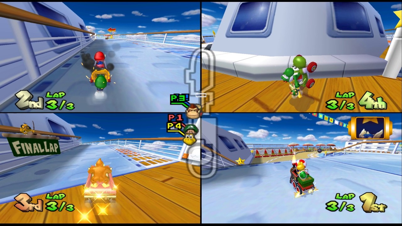 Mario Kart Double Dash!!: Daisy Cruiser 4 player Netplay race 60fps ...