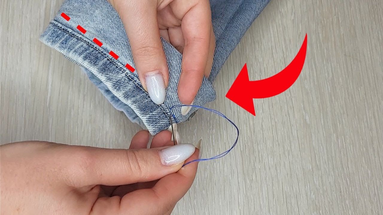 🏆The BEST Sewing Trick - How to EASILY Hem Jeans Without Cutting the ...