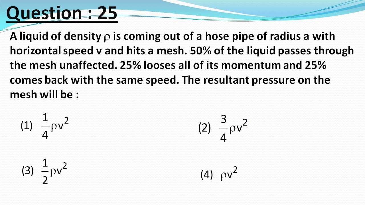 JEE Main 2019 physics solutions | A liquid of density row is coming out ...