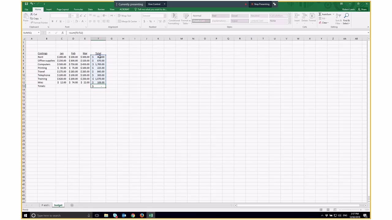 excel primer rlewis - YouTube