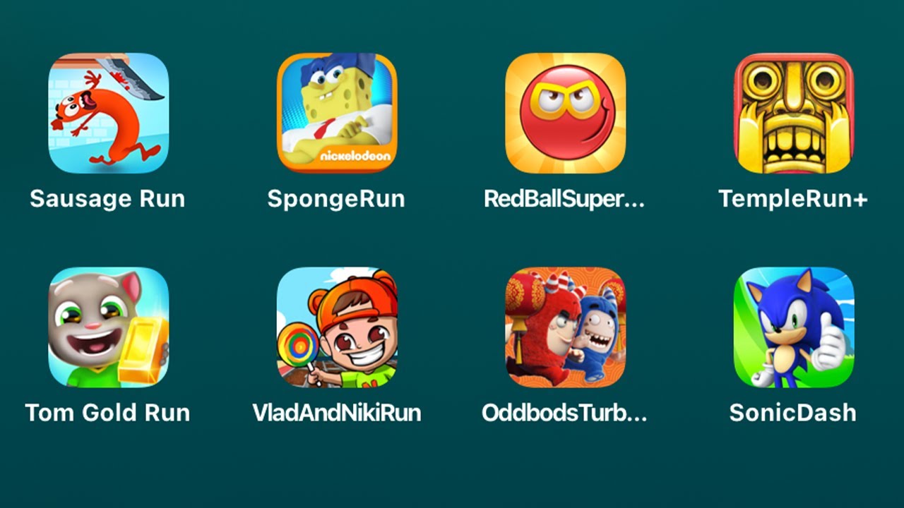 Sausage Run,Spongebob on the Run,Red Ball Super Run,Temple Run+,Talking ...