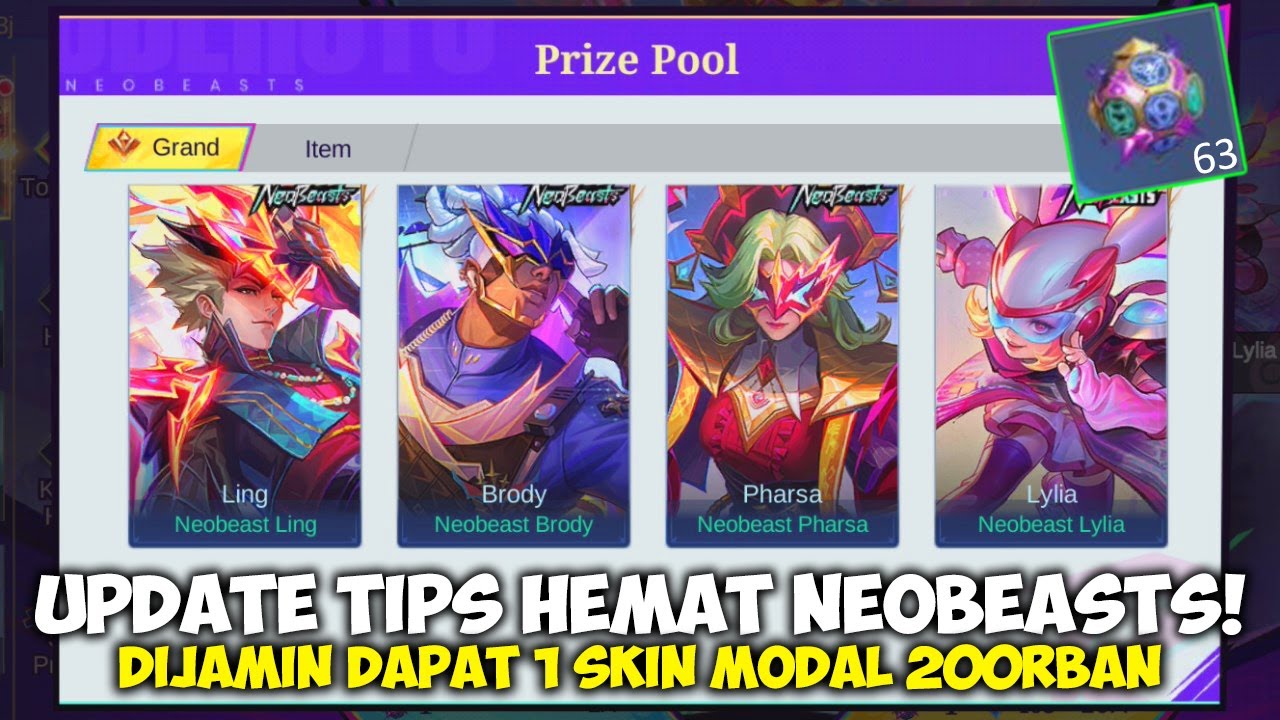 UPDATE TIPS HEMAT DAPAT SKIN NEOBEASTS LING, BRODY, PHARSA! DIJAMIN DAPAT 1 SKIN MODAL 200RBAN ...