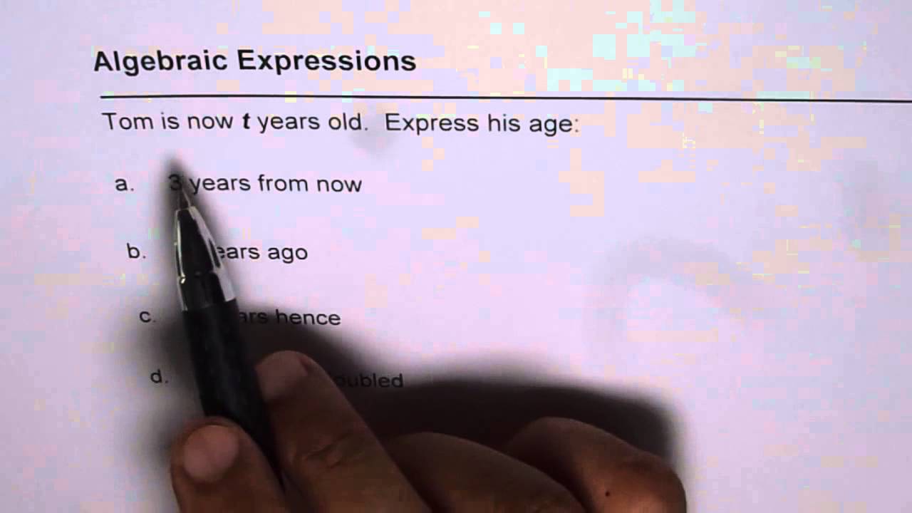 Algebraic Expression for Age Word Problems - YouTube