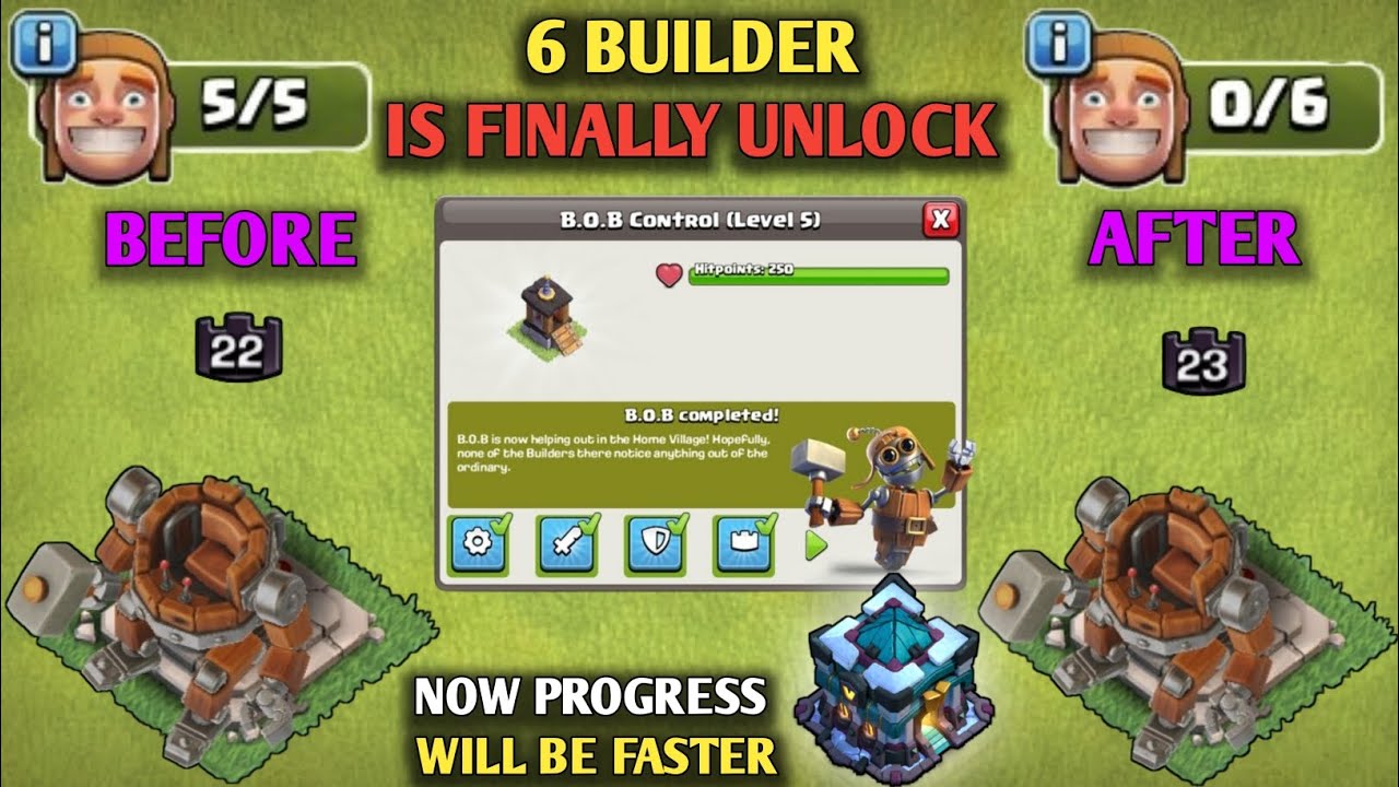 Now progress well be faster because 6 builder is finally unlock 🔓 ...