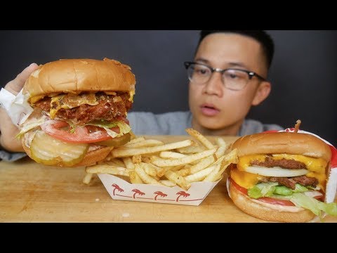 IN-N-OUT ANIMAL STYLE FRIED CHICKEN SANDWICH, BURGER, FRIES MUKBANG ...