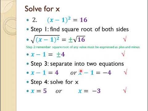 2 4 Solving equations by means of finding square root of both sides ...