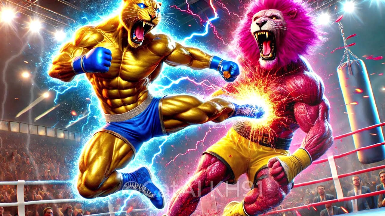 Gold-Panther 🐯🆚🦁Pink-Lion🥊💔 Revenge Boxing Of Panther #Catlover #Kitten ...