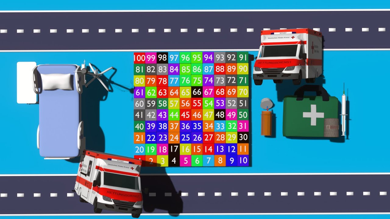 Wheels on the Ambulance Numbers Song | Counting From 1 to 100 - YouTube