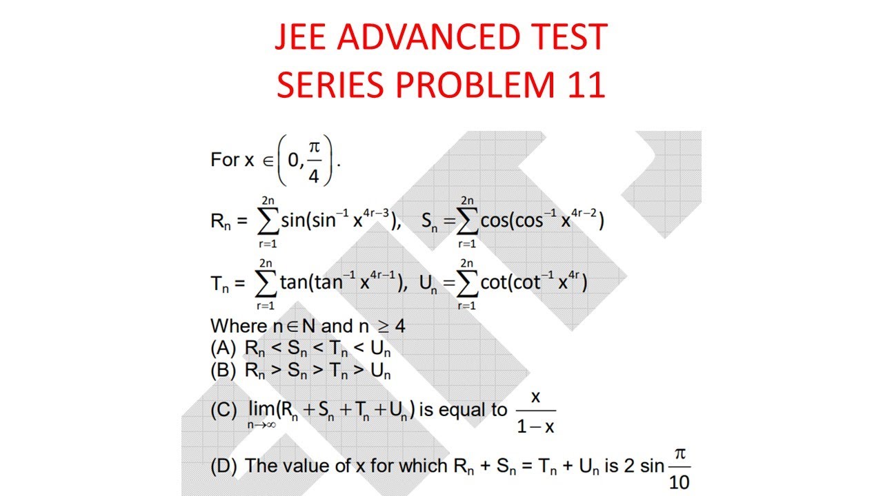 JEE ADVANCED TEST SERIES PROBLEM-11 - YouTube
