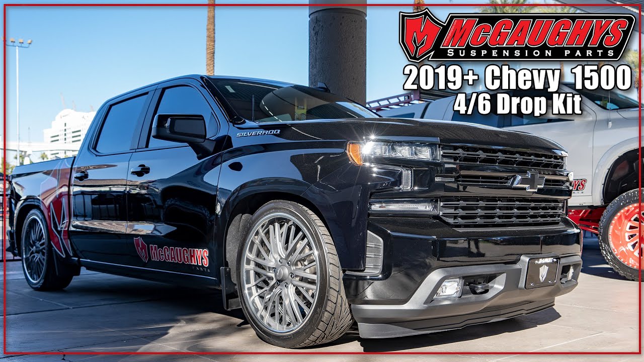 2019 Chevy 1500 - 4/6" @McGaughys drop kit (SEMA 2018) - YouTube