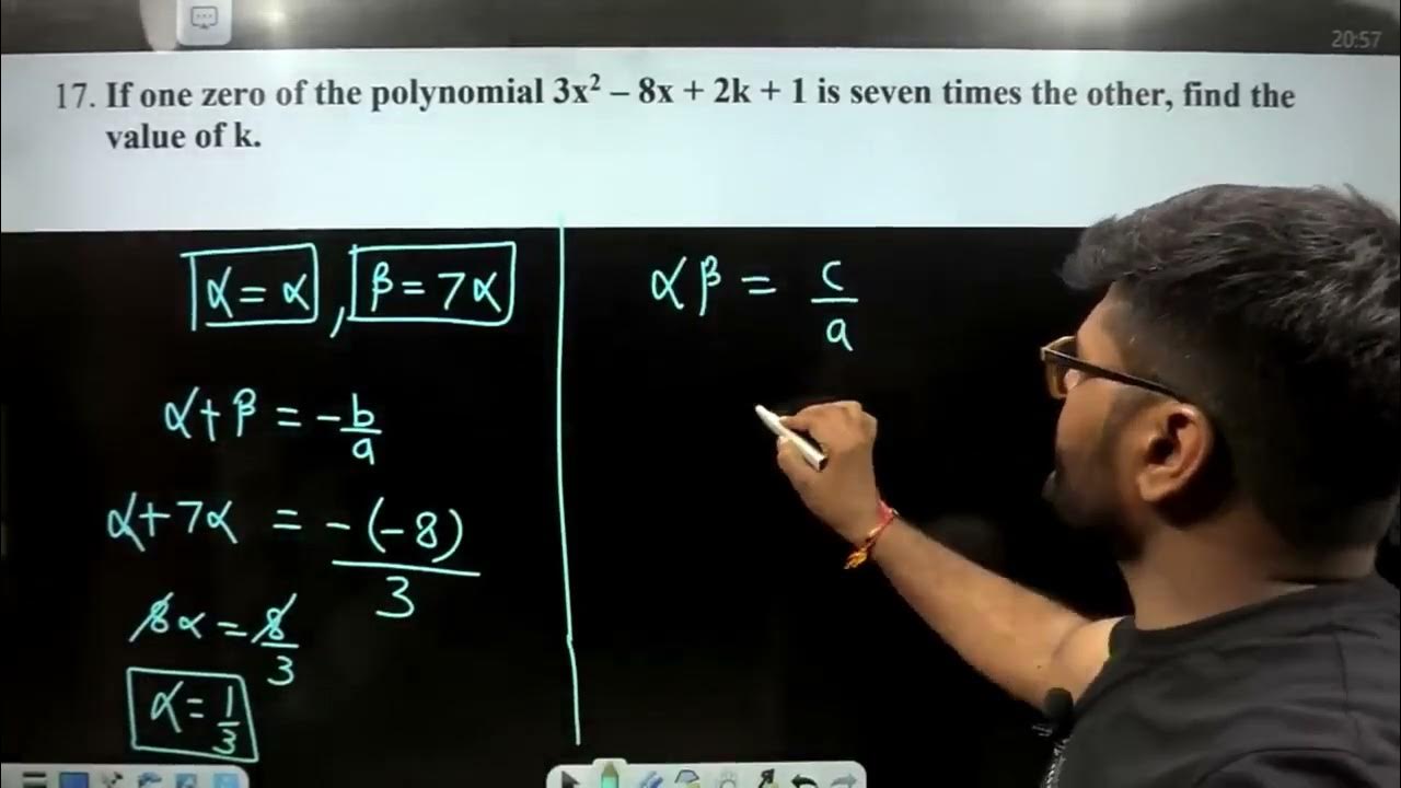 17-if-one-zero-of-the-polynomial-3x2-8x-2k-1-is-seven-times-the