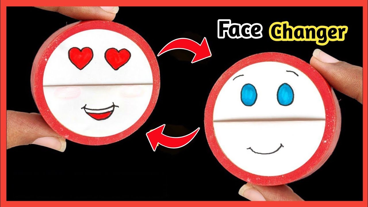 How to make face changing toy / Easy paper rotating toy / New colour ...