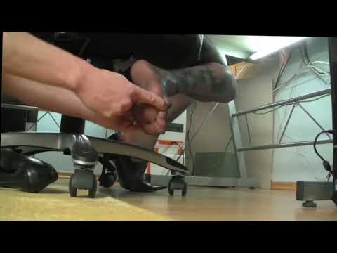 Tickling nylon feet from behind