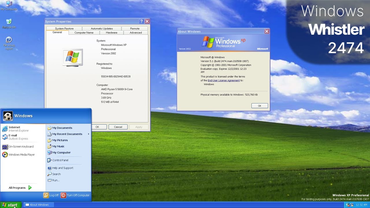 가상머신에 Windows Whistler 2474 설치하기! - YouTube