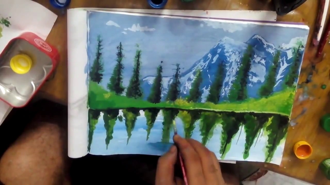 how to draw natural scenery I how to draw natural scenery with ...