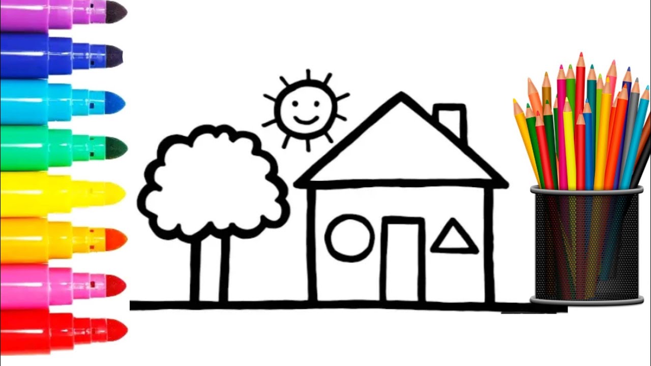 bolalar uchun uyni bo'yash uchun rasm chizish| малюнок живопис ...