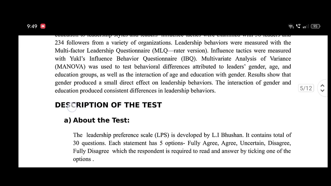 leadership preference scale (LPS) developed by L.I Bhushan #practical # ...