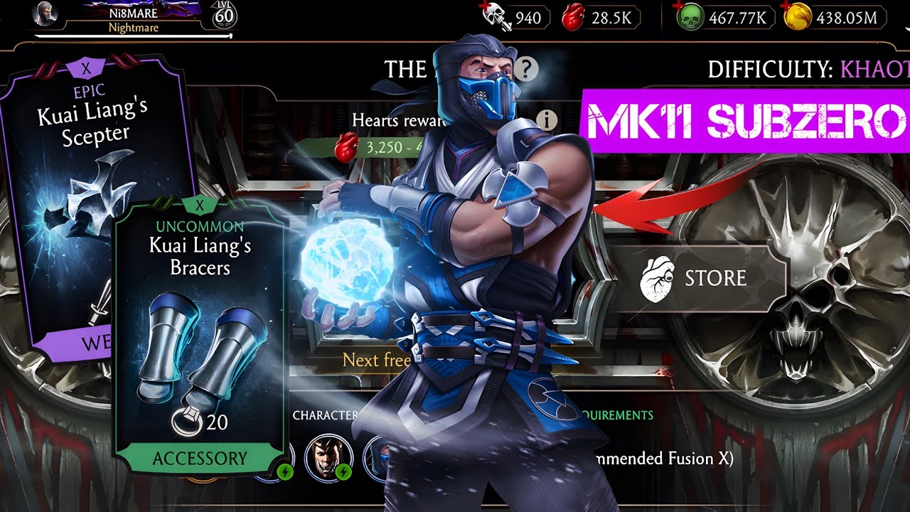 MK11 SUB-ZERO Khaotic Krypt Brutality Gameplay + Rewards | Mortal Kombat Mobile - YouTube