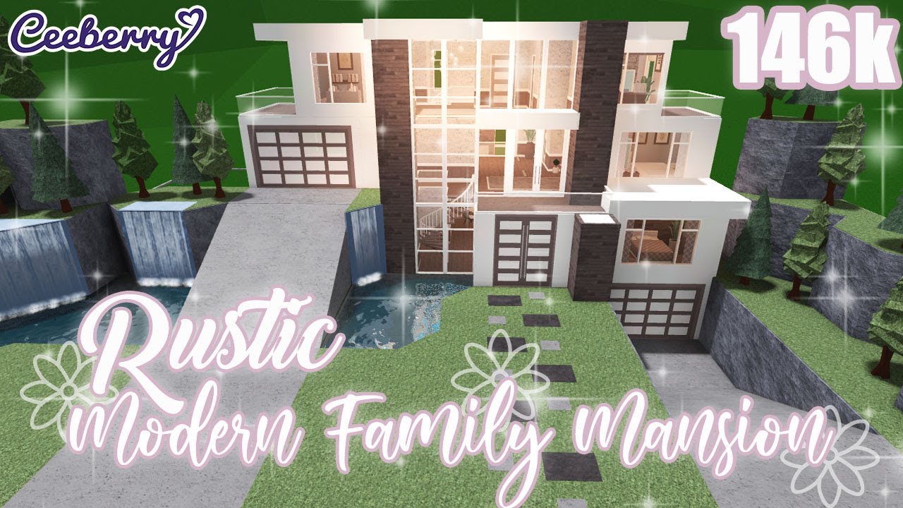 Bloxburg | Rustic Modern Mansion 146k no large plot | Speed Build - YouTube