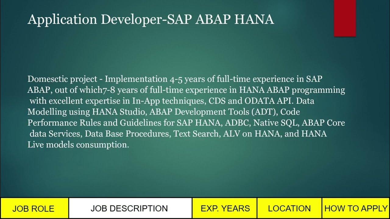 Application Developer-SAP ABAP HANA | Mumbai | June 2024 | Job Apply | Naukri | IT - YouTube